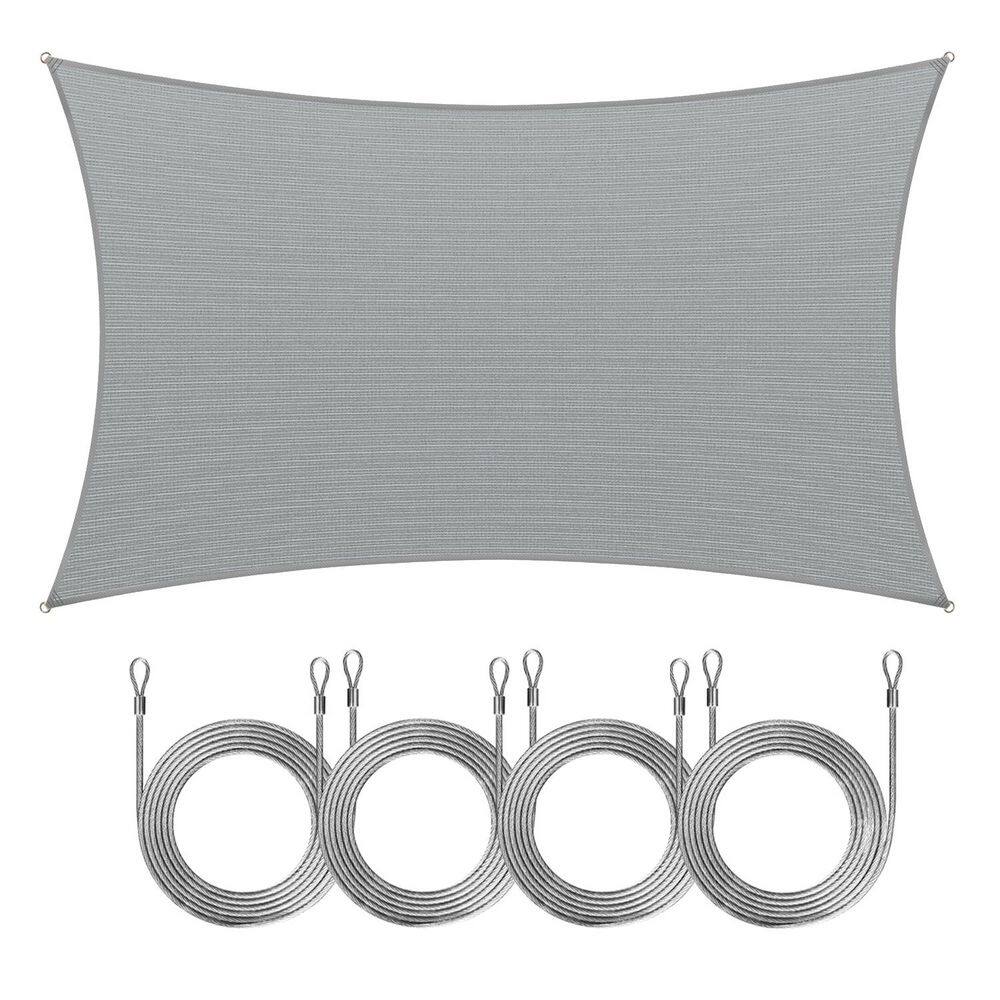 AMGO 16 ft. x 20 ft. Rectangle Sun Shade Sail with Rope-Gray AR ...