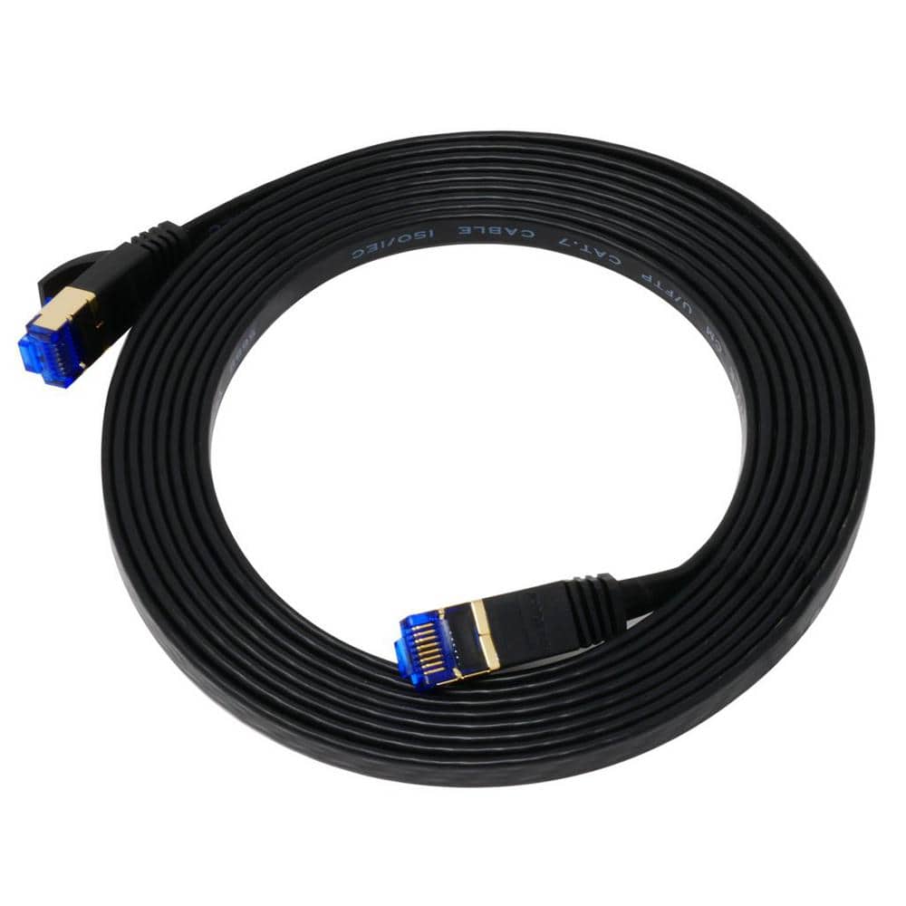 QualGear 10 ft. CAT 7 Flat High-Speed Ethernet Cable - Black QG-CAT7F ...