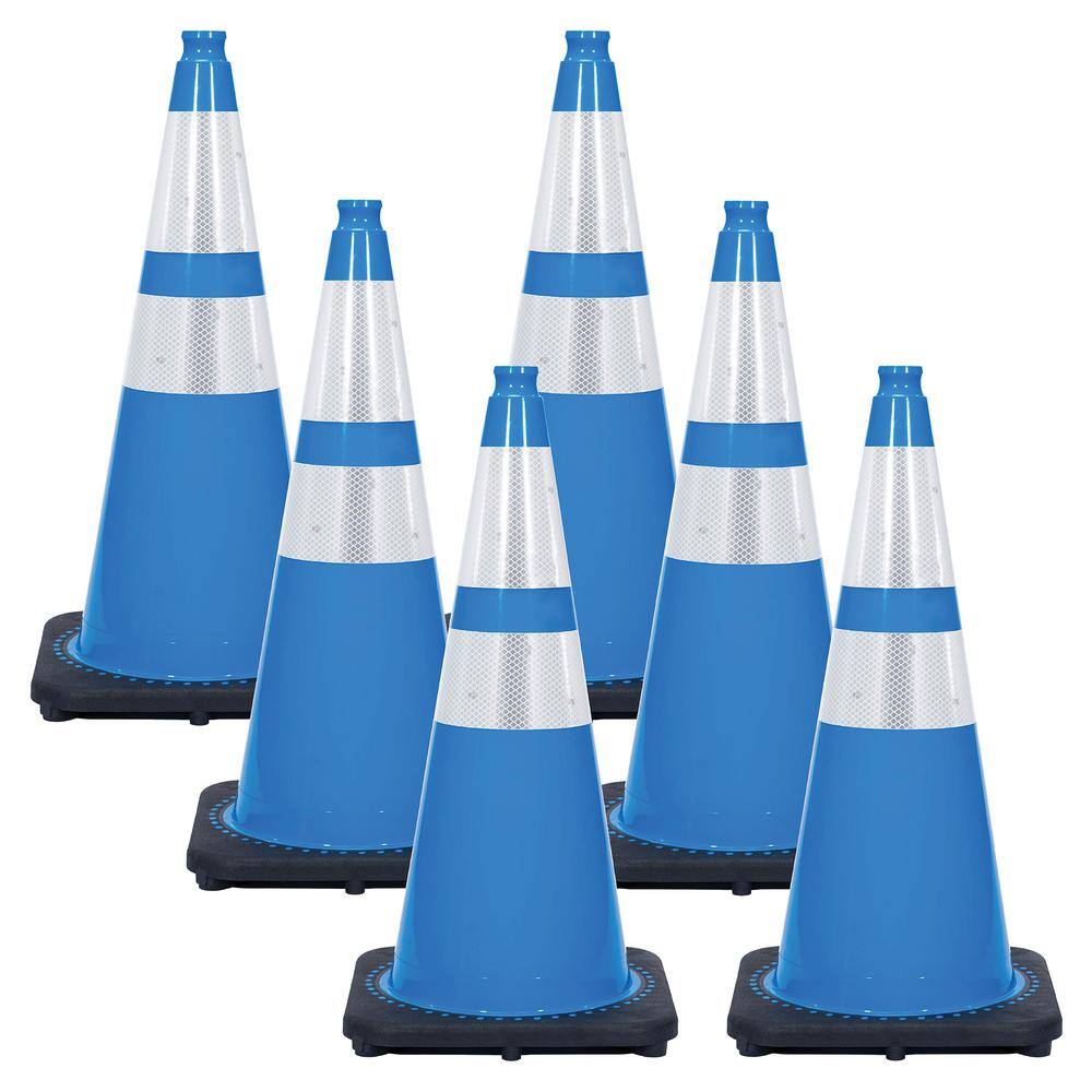 Mr. Chain 28 in. Sky Blue Reflective Traffic Cones 97548-6 - The Home Depot