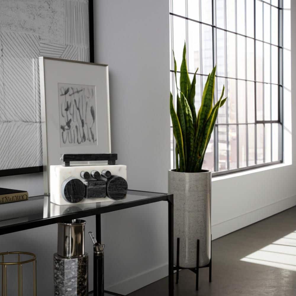 Liv & Skye White and Black 8 in. x 5 in. Marble Boombox Figurine 20776 ...