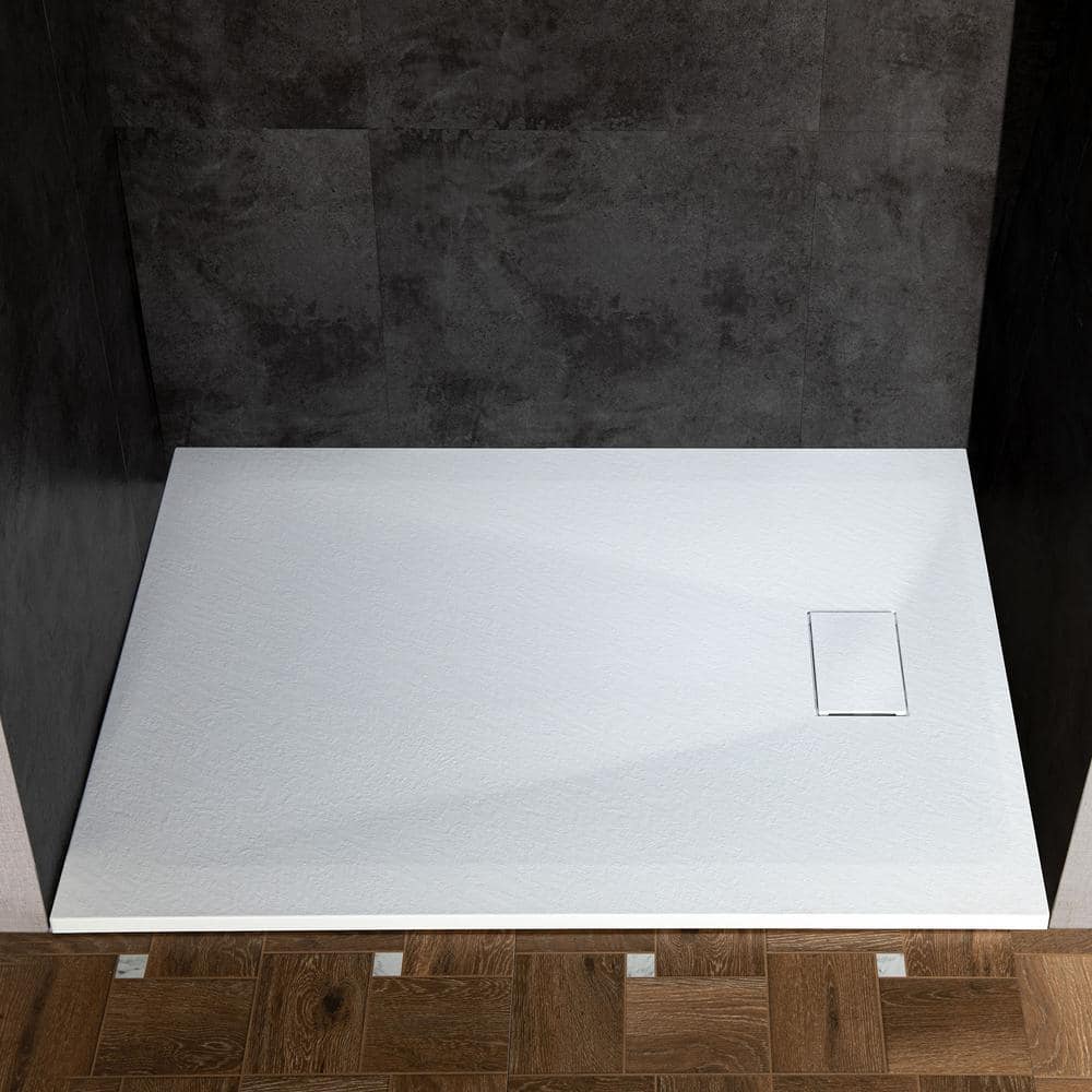 WOODBRIDGE 59 in. L x 35.375 in. W Alcove Shower Pan Base with Left ...
