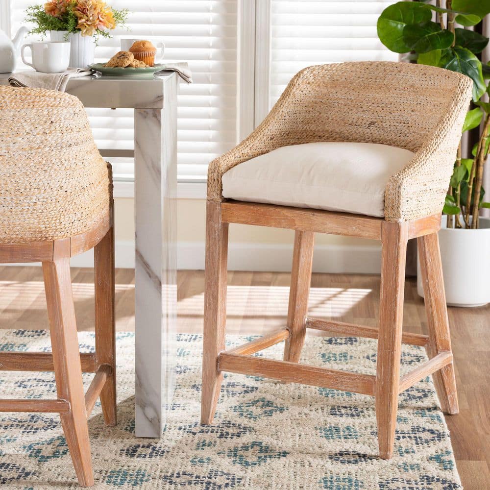 bali & pari Jasper 37 in. H White Wash Seagrass and Mahogany Wood ...