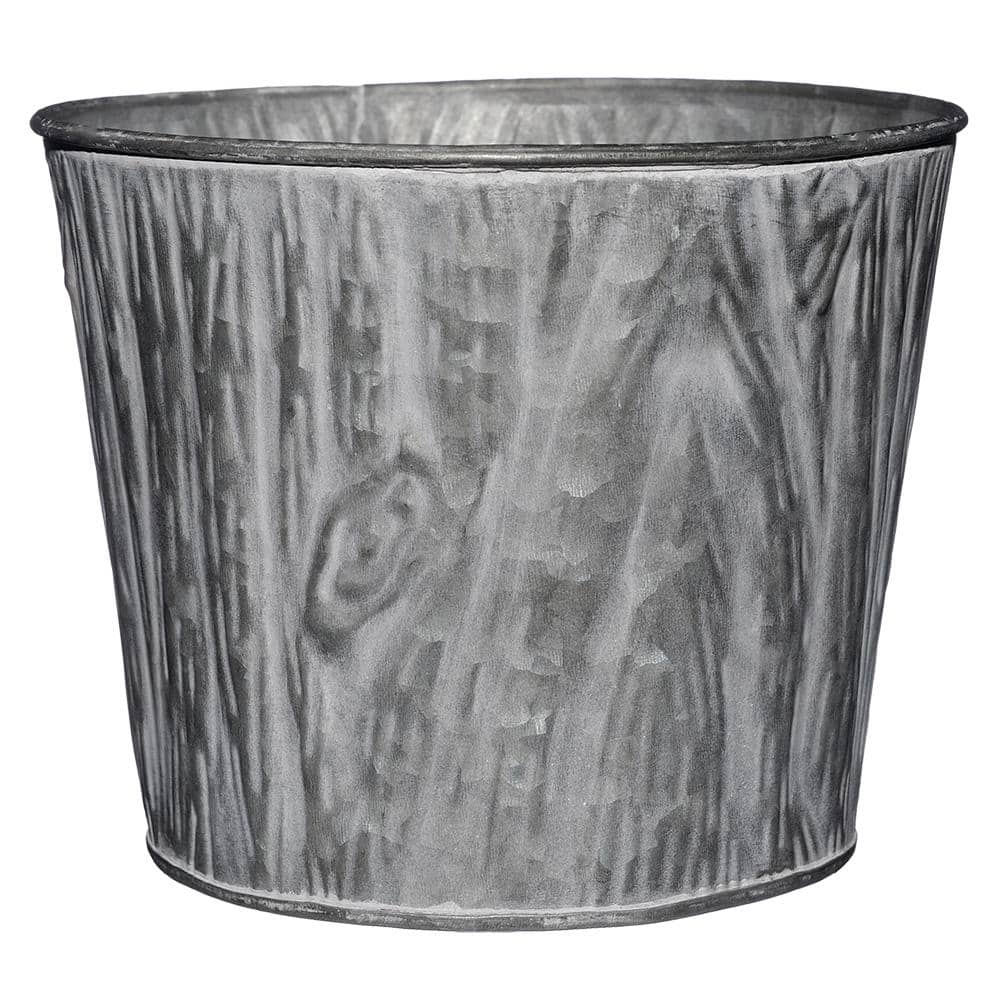 CHG CLASSIC HOME & GARDEN Medium White Galvanized Metal Faux Wood Grain ...