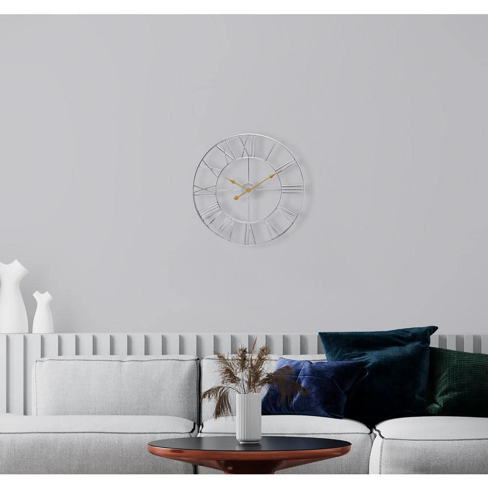 Sorbus Silver Analog Metal Lighted Wall Clock CLK-WAL30-SIL - The Home ...