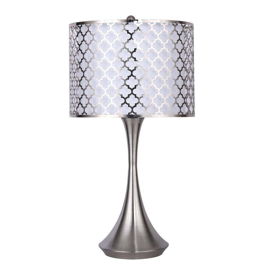 GRANDVIEW GALLERY 24 in. Brushed Nickel Accent Table Lamp with Double ...