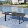 PHI VILLA Black Rectangle Metal Patio Outdoor Dining Table with ...