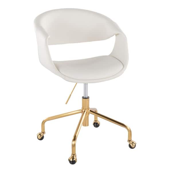 Lumisource Curvo Faux Leather Upholstered Task Chair 34 in. Gold Metal ...