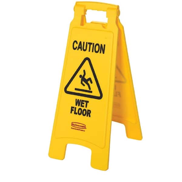 Rubbermaid Commercial Products 25 in. x 11 in. Plastic 2-Sided Caution ...