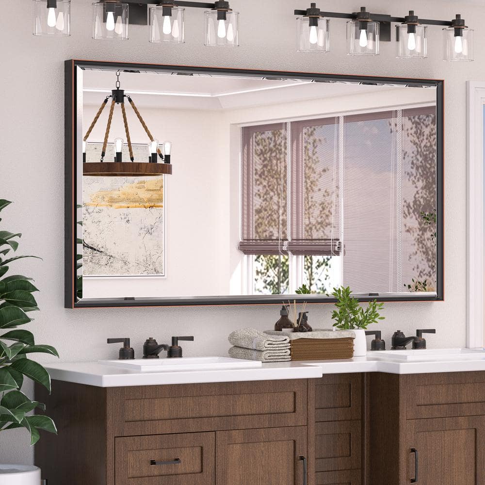 KeonJinn 60 in. W x 36 in. H Framed Oil Rubbed Bronze Mirrors for ...