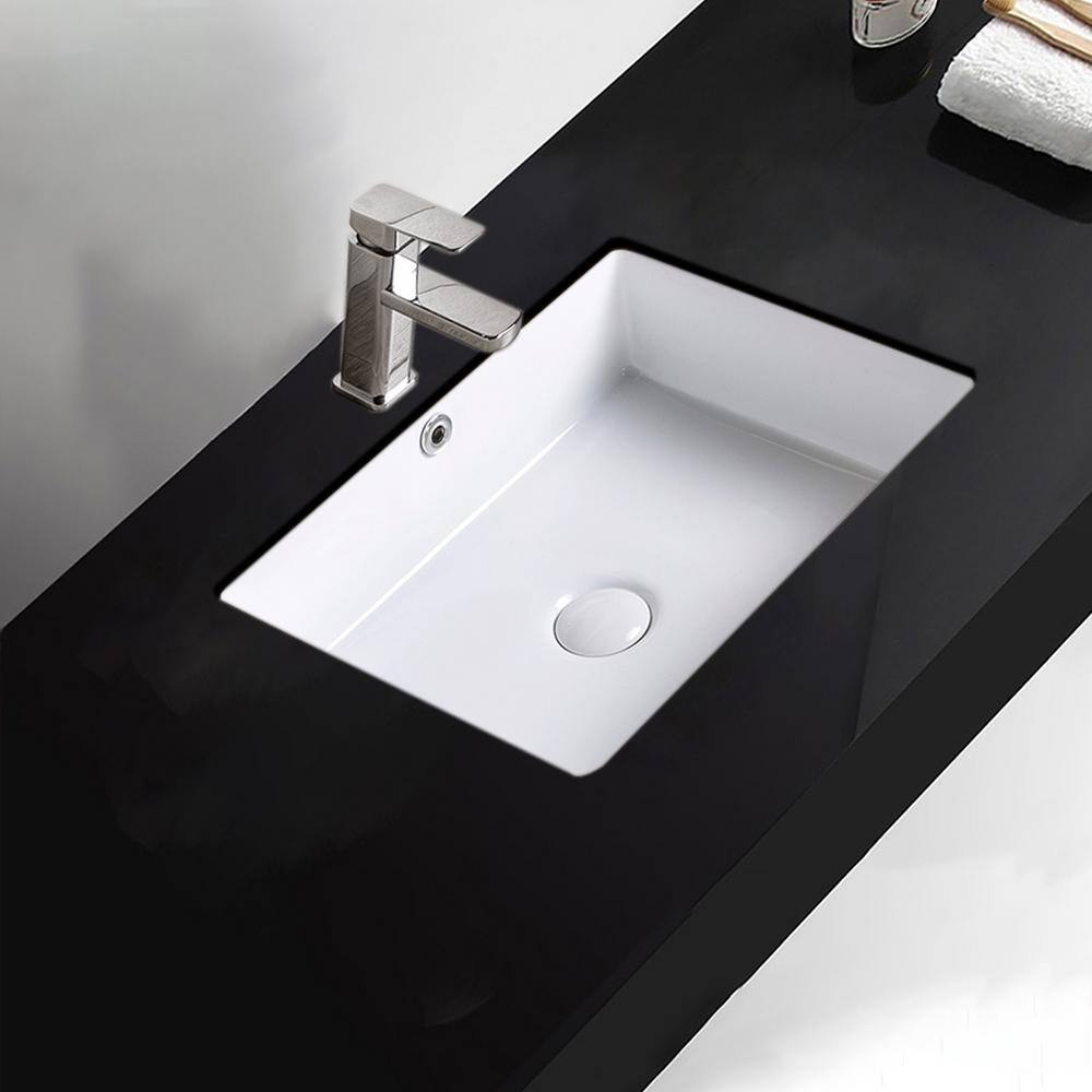 satico 20 in. Ceramic Rectangle Undermount Bathroom Sink Basin in White ...