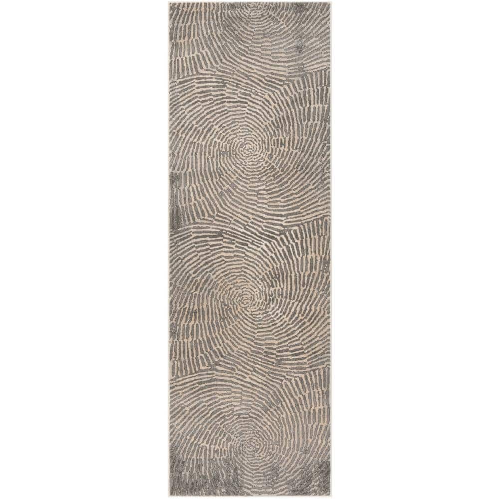 SAFAVIEH Meadow Taupe 3 ft. x 12 ft. Abstract Runner Rug MDW343E-212 ...