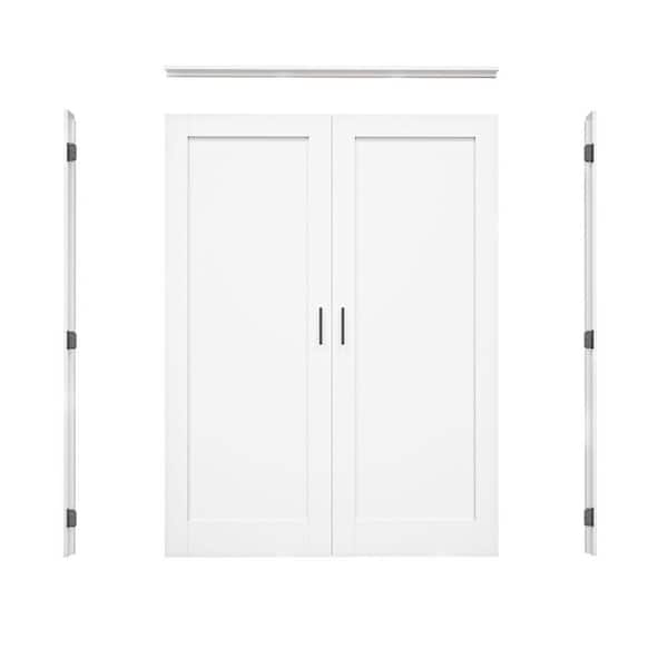 ARK DESIGN 64 in. x 80 in. 1-Panel Frosted Glass Universal White Solid ...
