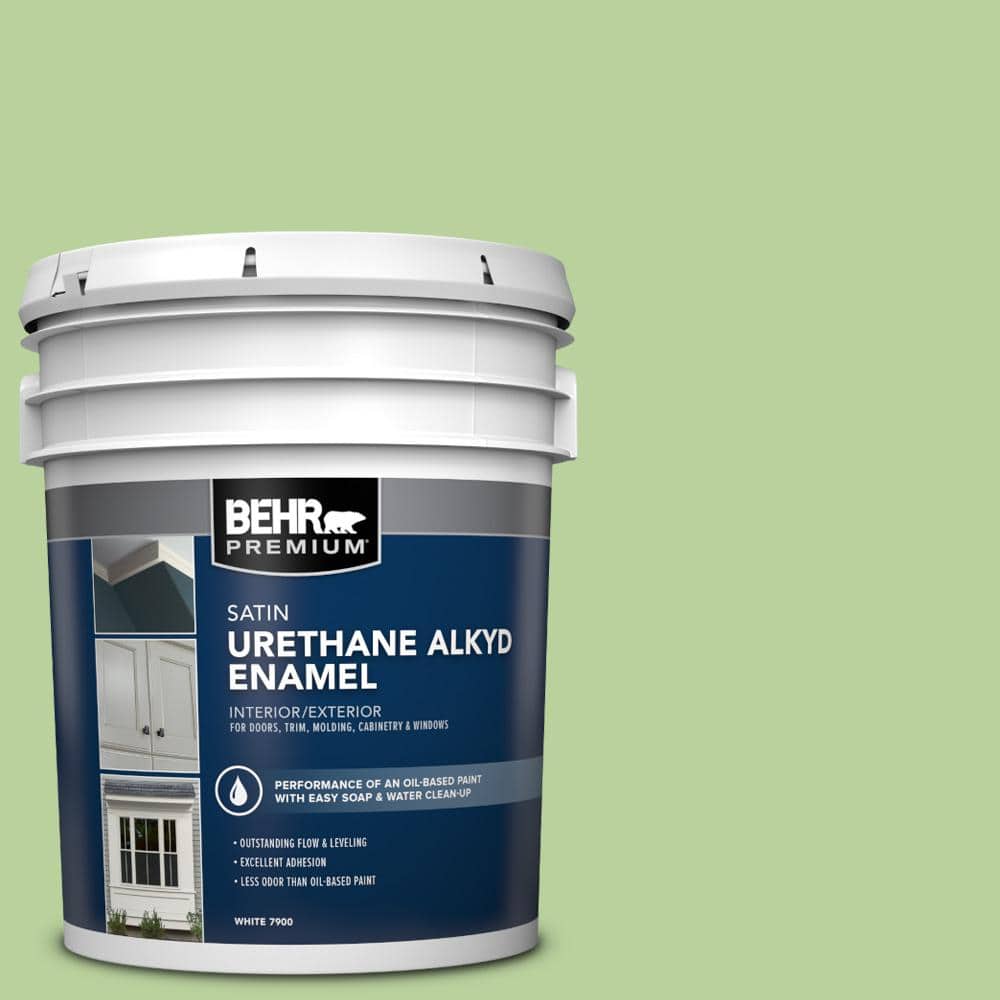BEHR PREMIUM 5 gal. #P380-4 Four Leaf Clover Urethane Alkyd Satin ...