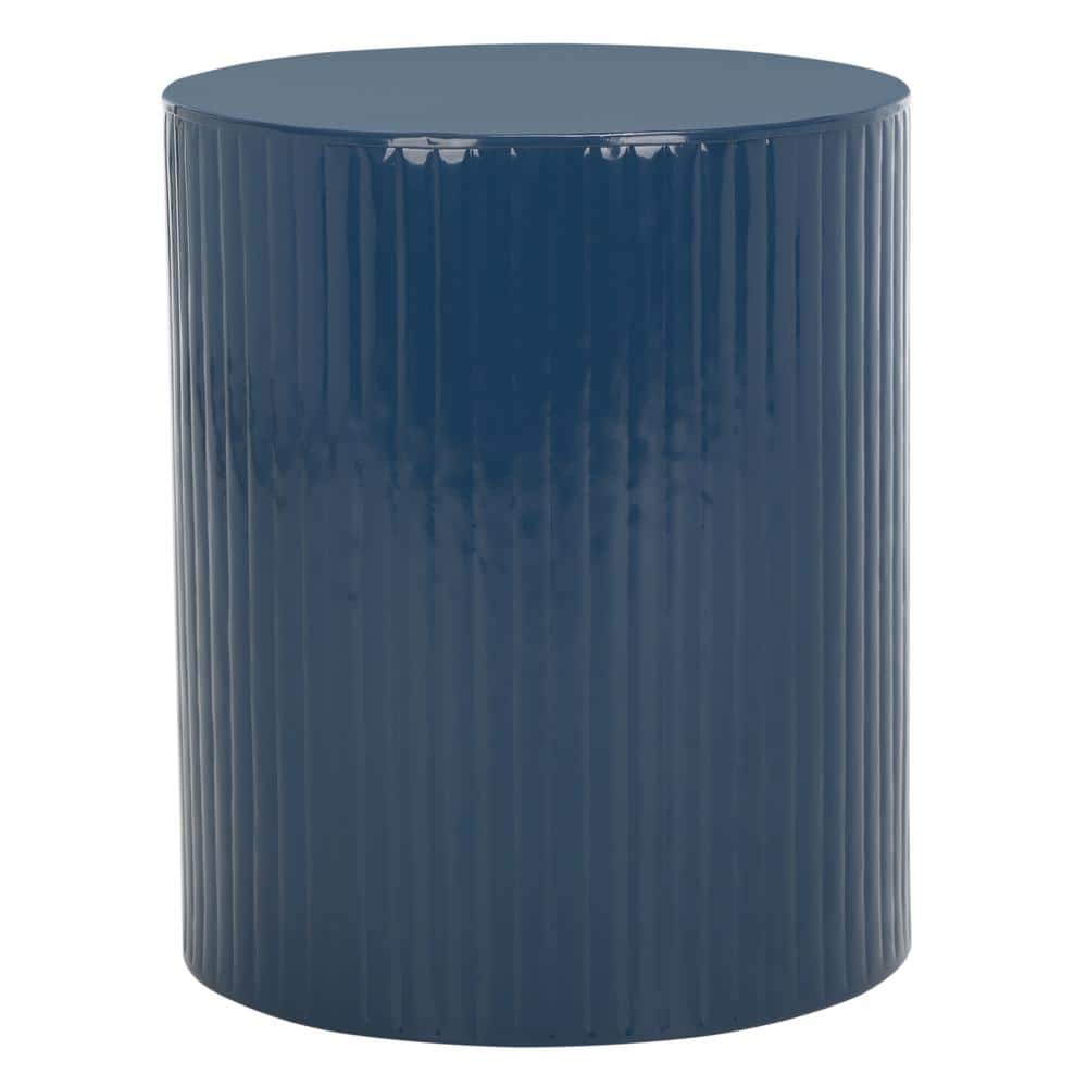 SAFAVIEH Enchantment 16 in. Navy Blue Round Metal End Table ACC4606A ...