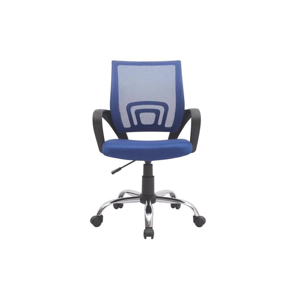 HOMESTOCK Mid-Back Blue Mesh Swivel Rolling Office Chair with ...