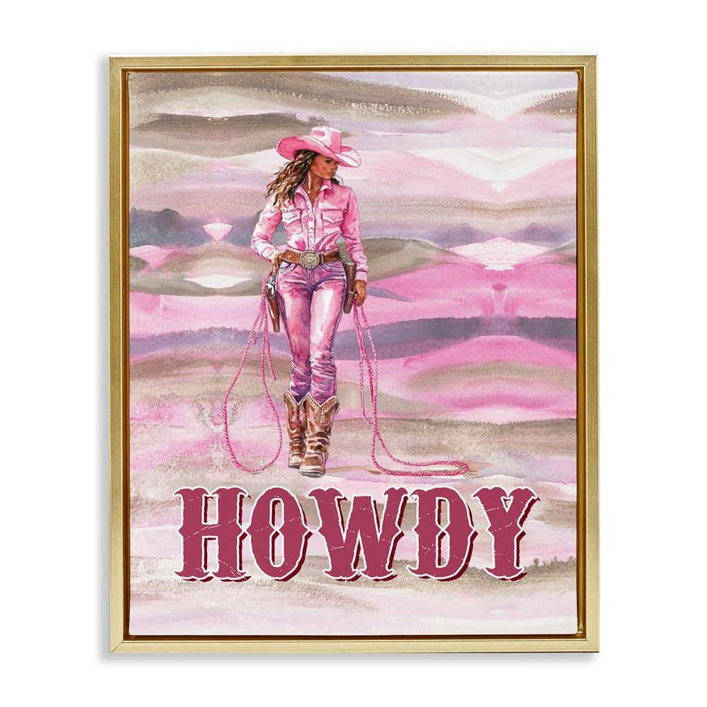 Stupell Industries Pastel Howdy Cowgirl by Lettered and Lined Gold ...