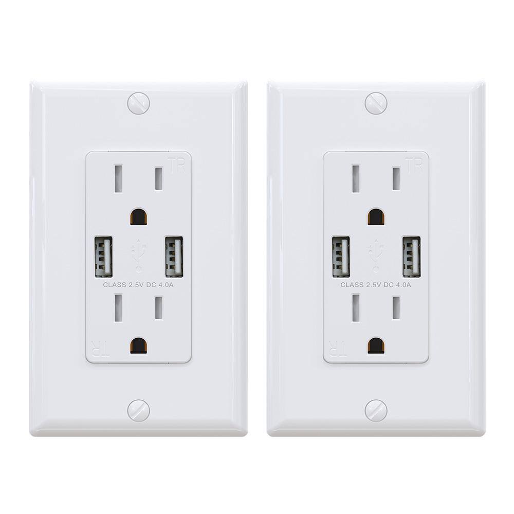 ELEGRP 4.0 Amp Dual USB Ports with Smart Chip, 15 Amp Duplex Tamper ...