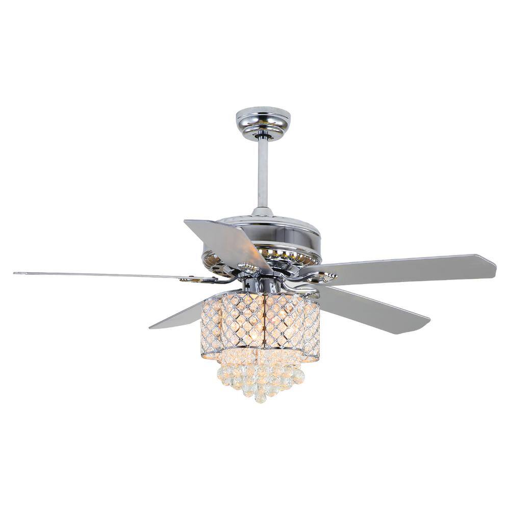 aisword 52 in. Integrated LED Indoor Plywood Metal Chrome Ceiling Fan ...