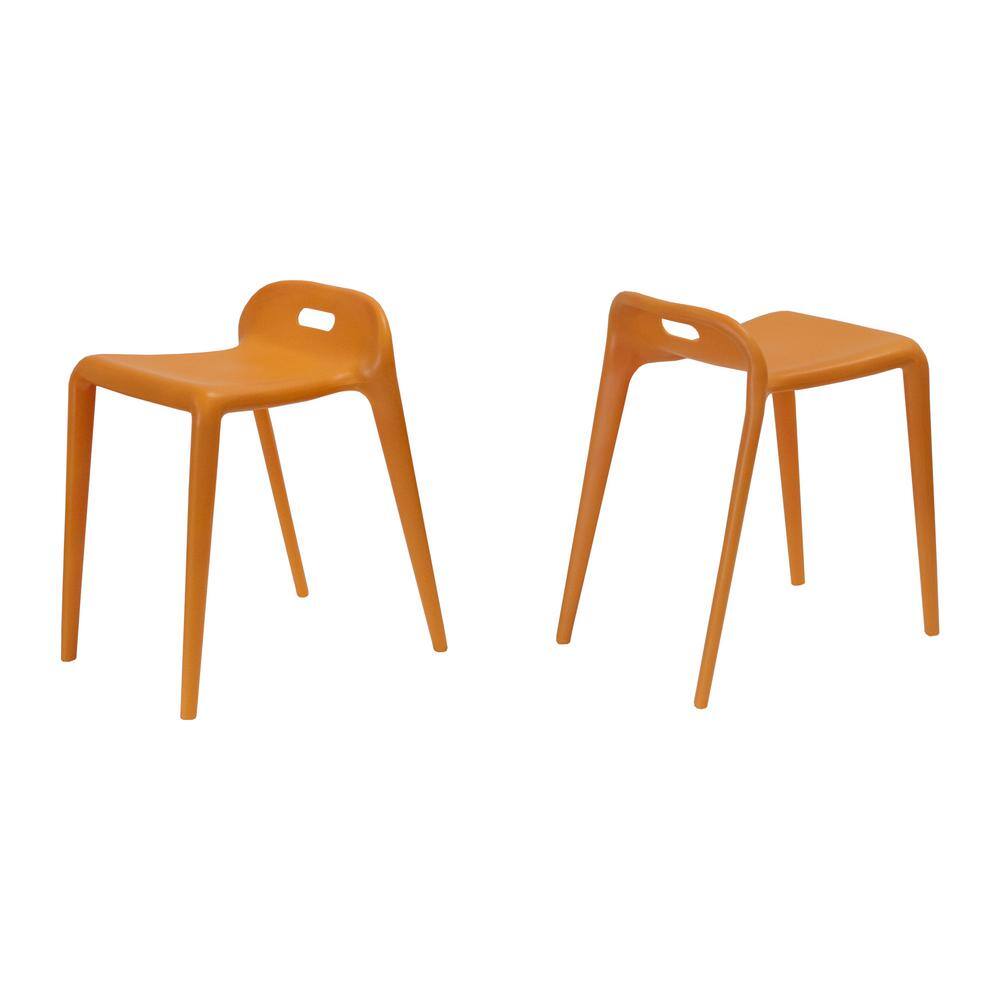 Mod Made E-Z Stacking 22 in. Modern Plastic Orange Accent Stool Chair ...