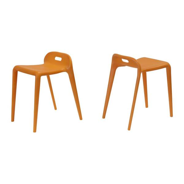 Mod Made E-Z Stacking 22 in. Modern Plastic Orange Accent Stool Chair ...