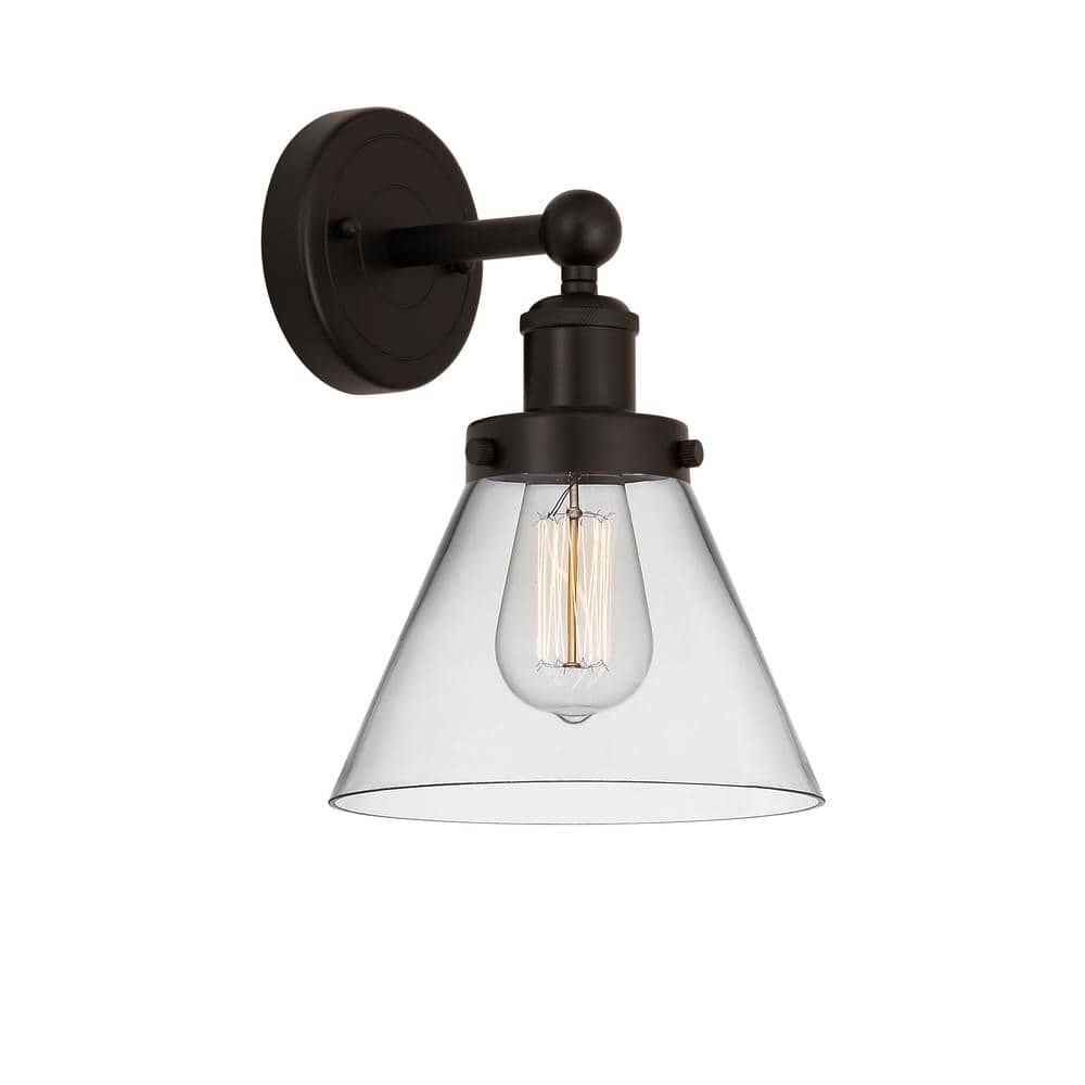 Innovations Cone 1-Light Oil Rubbed Bronze, Clear Wall Sconce with ...