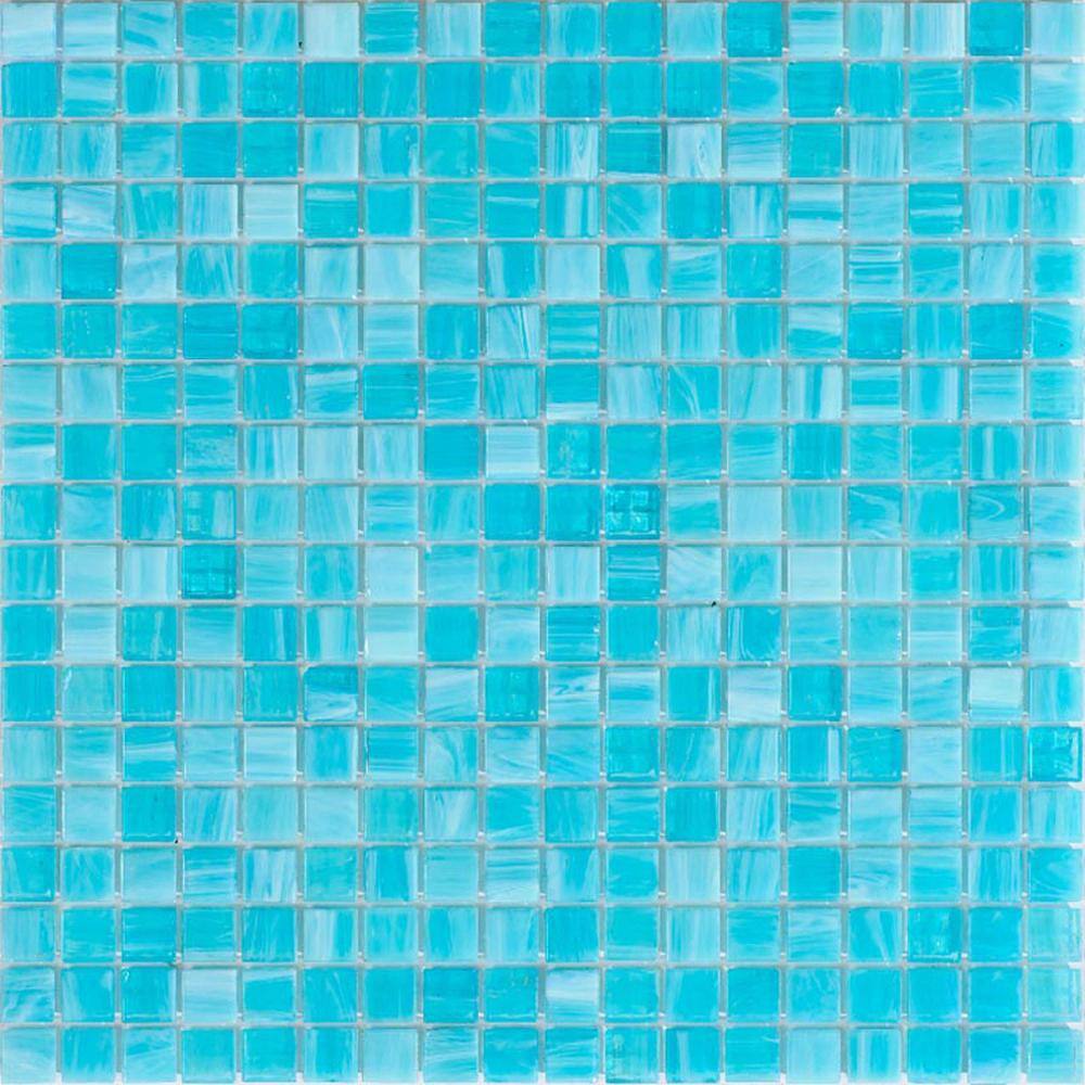 Apollo Tile Skosh 4 in. x 6 in. Glossy Aqua Green Glass Mosaic Uniform ...