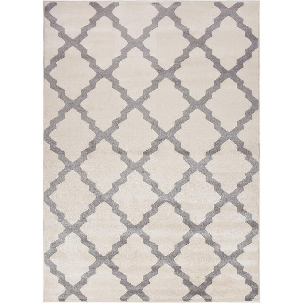 RugStylesOnline Comfy Trellis Lattice White 5 ft. x 7 ft. Classic ...