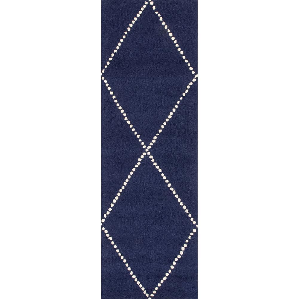 nuLOOM Dotted Diamond Trellis Navy 2 ft. x 6 ft. Indoor Runner Rug ...