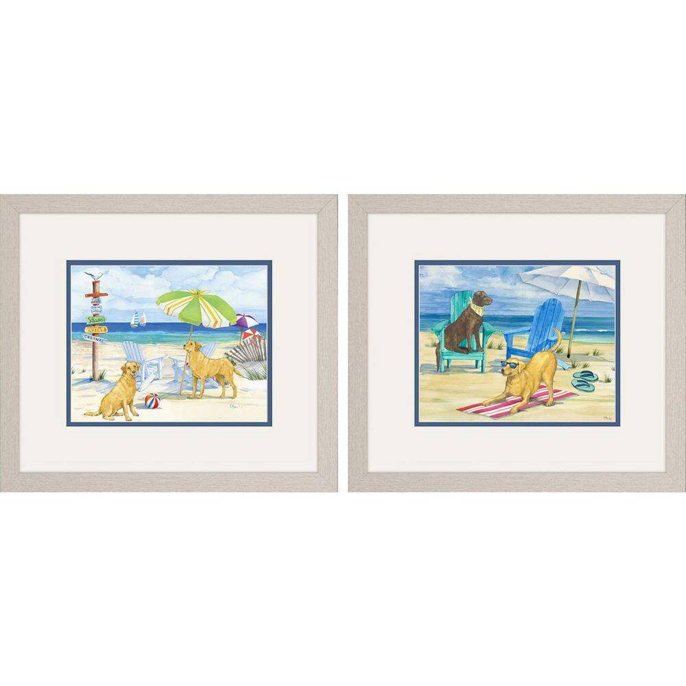 Paragon Dog Beach Day Duo by Brent 2-Piece Framed Animal Poster 14 in ...