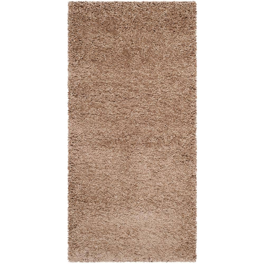 SAFAVIEH Milan Shag Doormat 2 ft. x 4 ft. Dark Beige Solid Area Rug ...