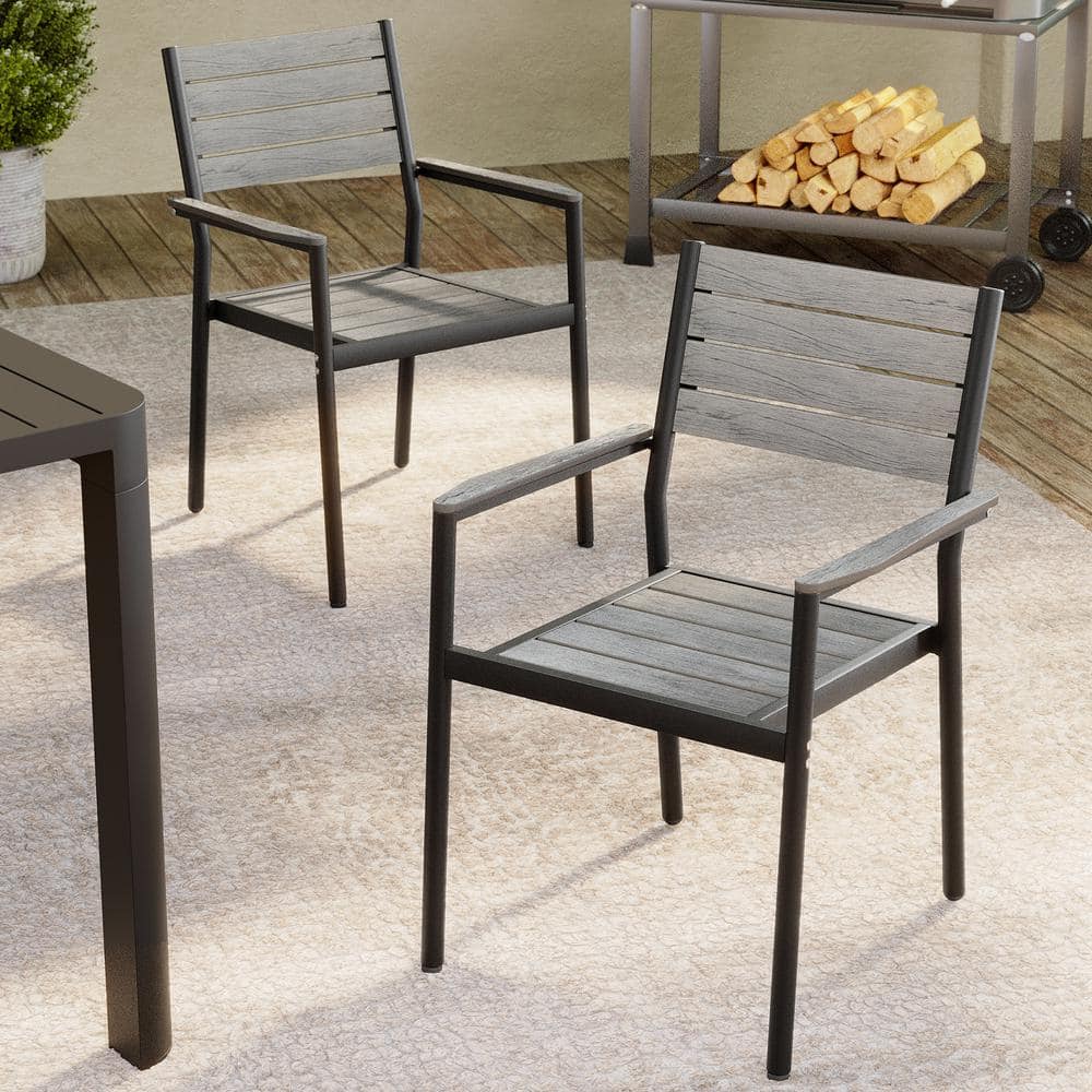 Crestlive Products Set of 2 Outdoor Dining Chair with Aluminum Frame ...