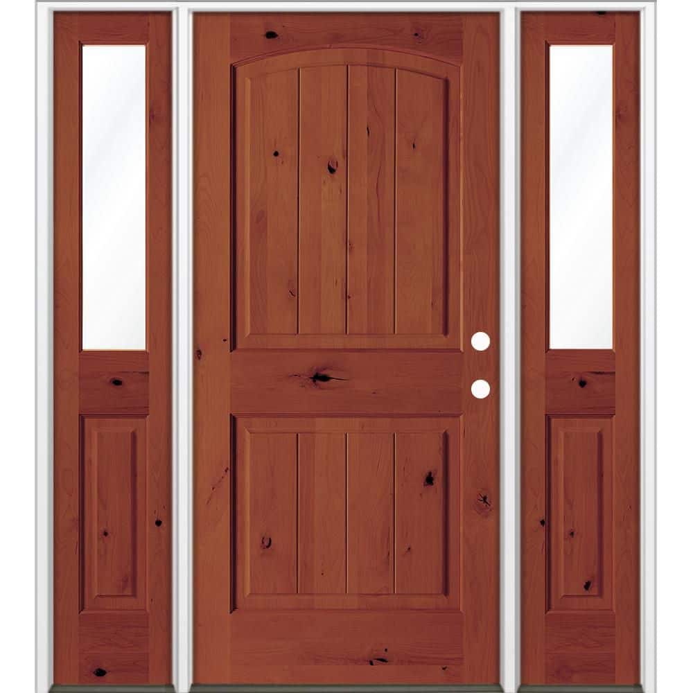 Krosswood Doors 58 in. x 80 in. Knotty Alder Arch Top Left-Hand/Inswing ...