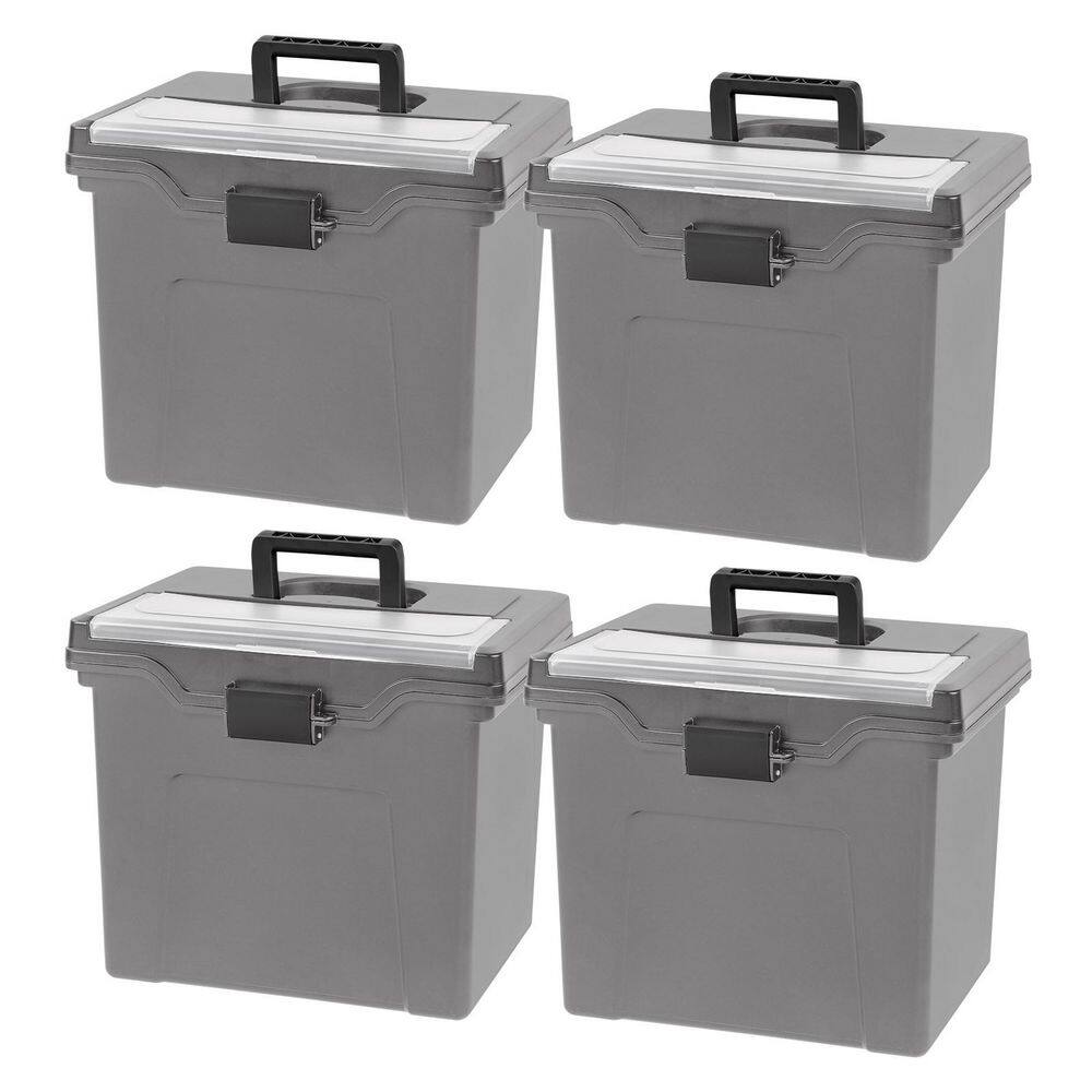 IRIS Portable Plastic File Box with Organizer Lid, Letter Size, Gray ...