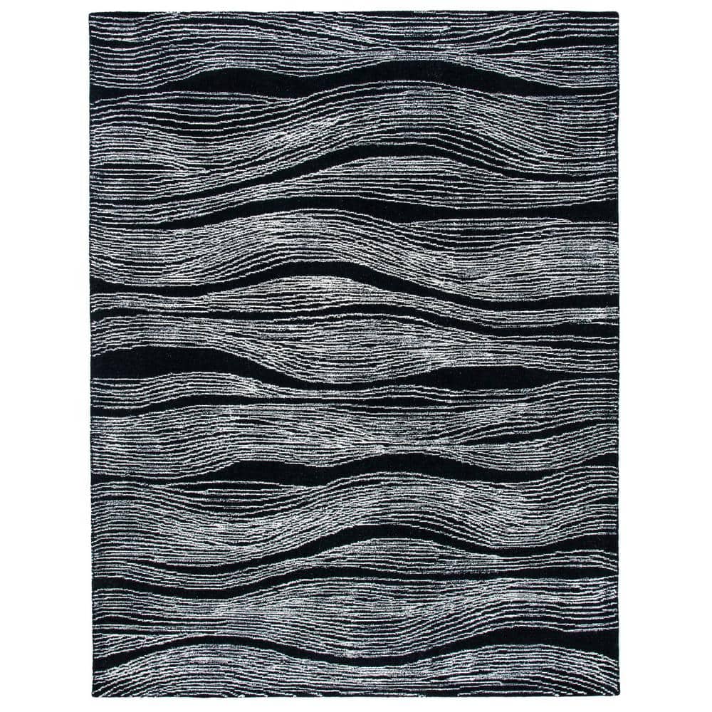 SAFAVIEH Metro Black/Ivory 8 ft. x 10 ft. Abstract Waves Area Rug ...