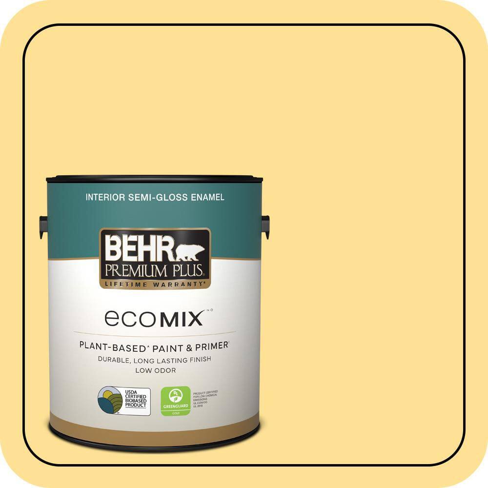 BEHR PREMIUM PLUS 1 gal. #330B-4 Cheerful Hue Semi-Gloss Enamel EcoMix ...