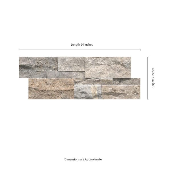 MSI XL Silver Ledger Panel 9 in. x 24 in. Splitface Gray Travertine ...