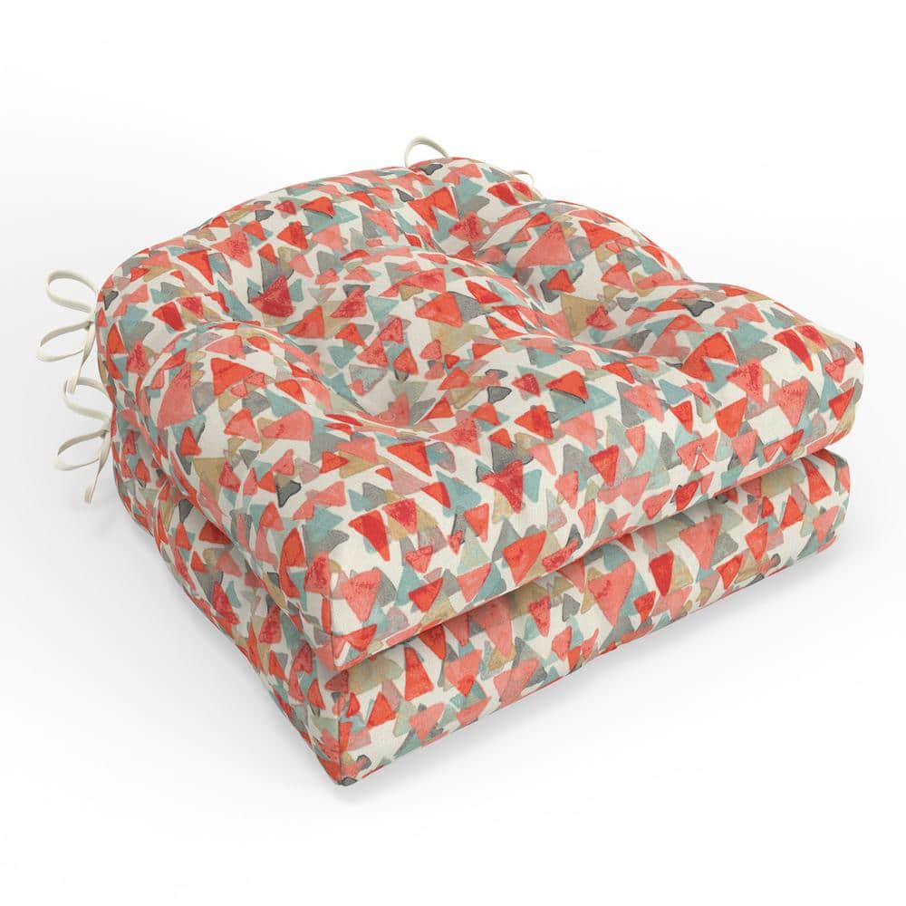 Pillow Perfect Abstract 19 in. W x 4 in. D Outdoor Square Tufted Wicker ...