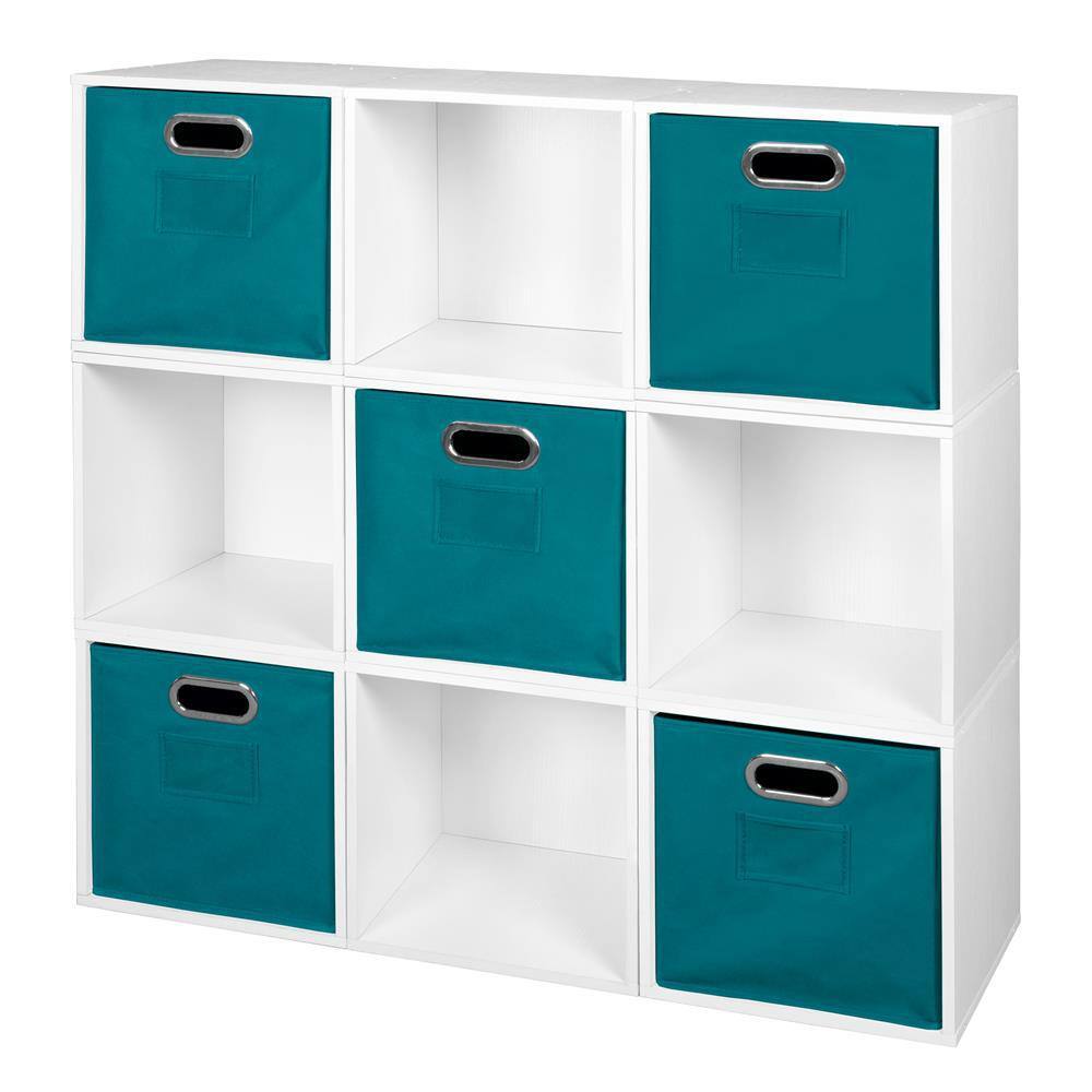 Regency 39 in. H x 39 in. W x 13 in. D White Wood 14-Cube Organizer ...