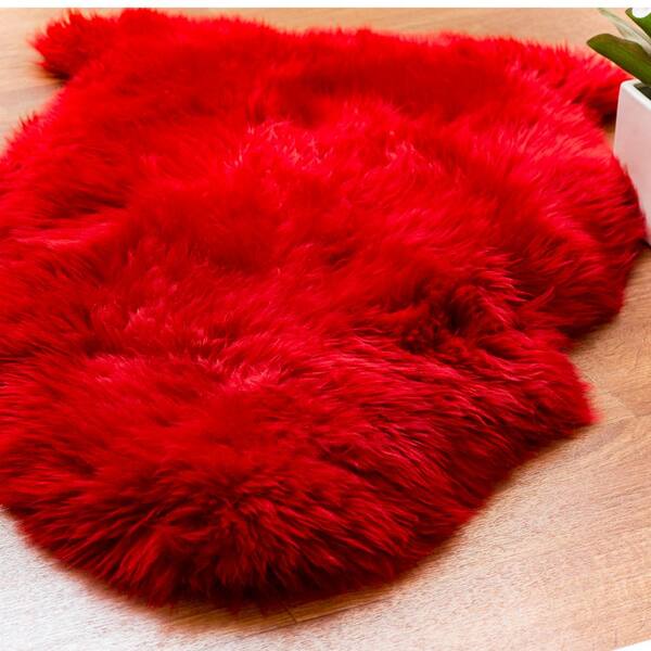 Super Area Rugs Wild Fire Red 2 ft. x 3 ft. Genuine New Zealand ...