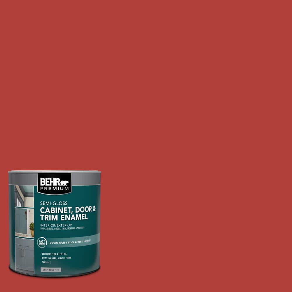 BEHR PREMIUM 1 qt. #170B-7 Red Tomato Semi-Gloss Enamel Interior ...
