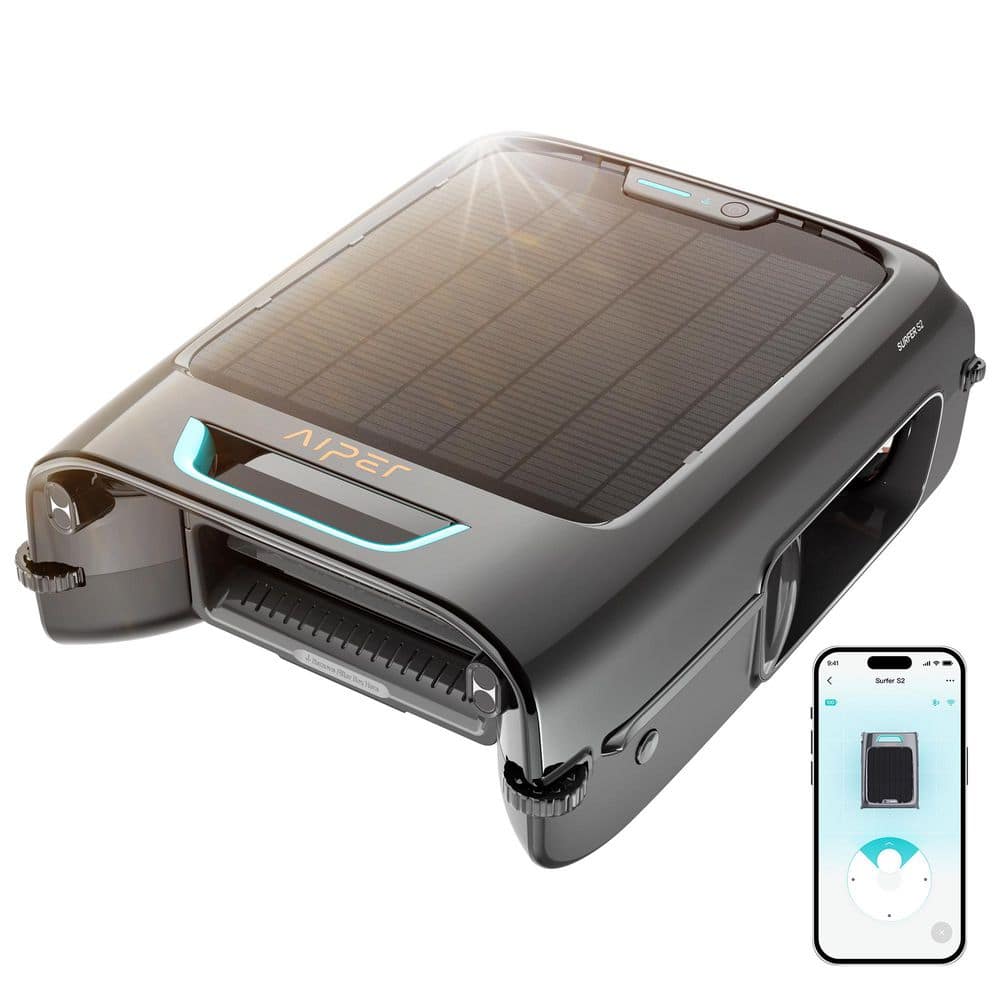 AIPER Surfer S2: 24/7 Solar-Powered Automatic Robotic Pool Cleaner with ...