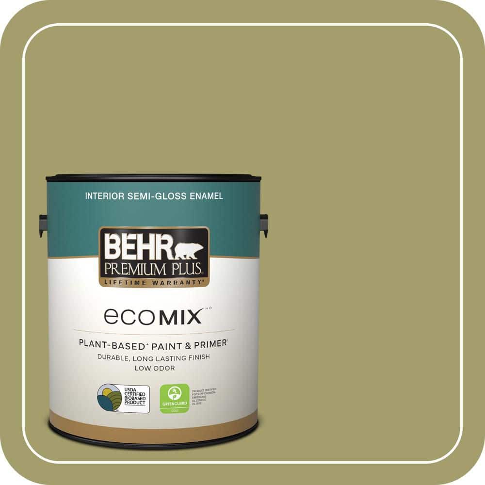BEHR PREMIUM PLUS 1 gal. #S340-5 Farm Fresh Semi-Gloss Enamel EcoMix ...