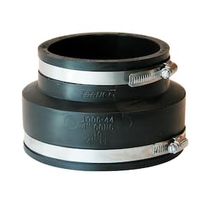 PLUMBFLEX 4 in. x 2 in. PVC Flexible Reducing Coupling with Stainless ...