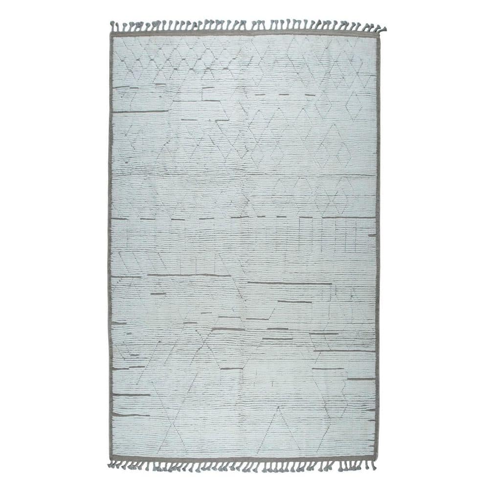 EORC Ivory Hand-Knotted Wool Contemporary Marrakech Handspun, Elegant ...