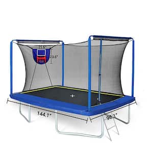8 ft. x 12 ft. Rectangular Trampoline with Basketball Board, Ball ...