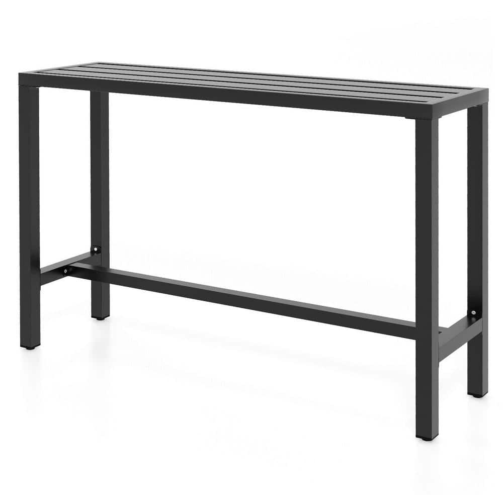 ANGELES HOME 55 in. Rectangular Metal Outdoor Dining Bar Table with ...