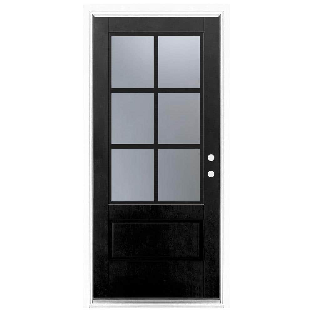 MP Doors 36 in. x 80 in. 3/4 Lite Left-Hand Inswing 6-Lite SDL Frosted ...