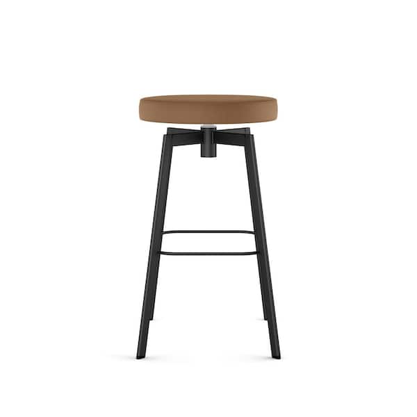 Amisco Tanner 26 in. Swivel Counter Stool - Tan Faux Leather/Black ...