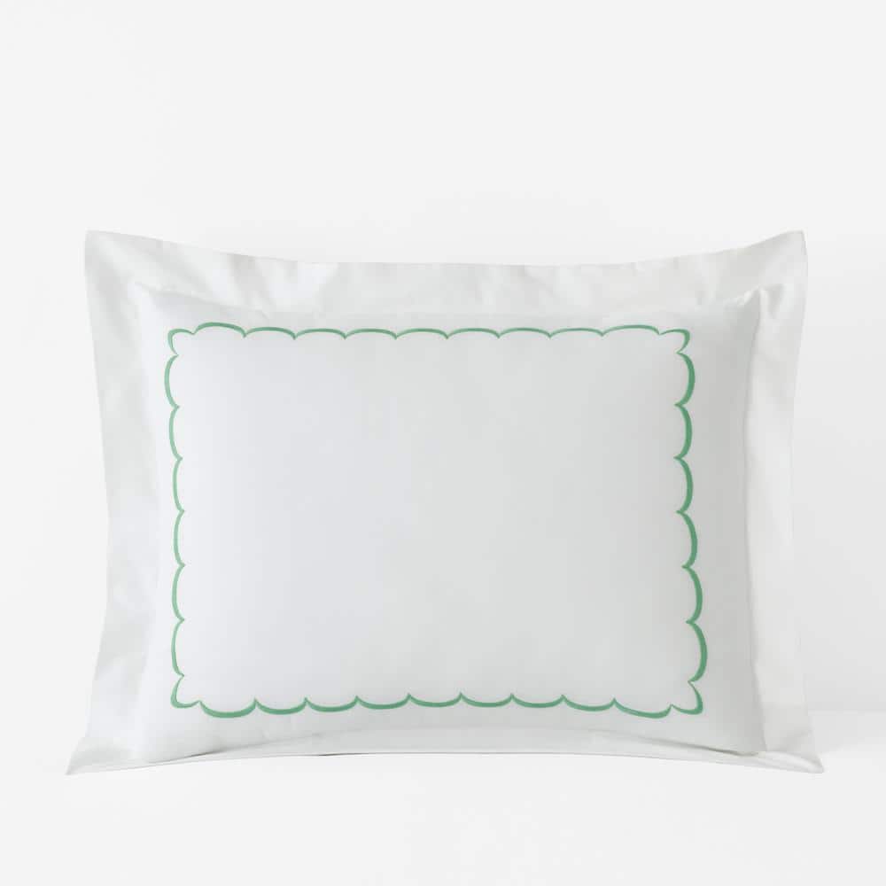 The Company Store Legends Hotel Embroidered Scallop Green Geometric ...