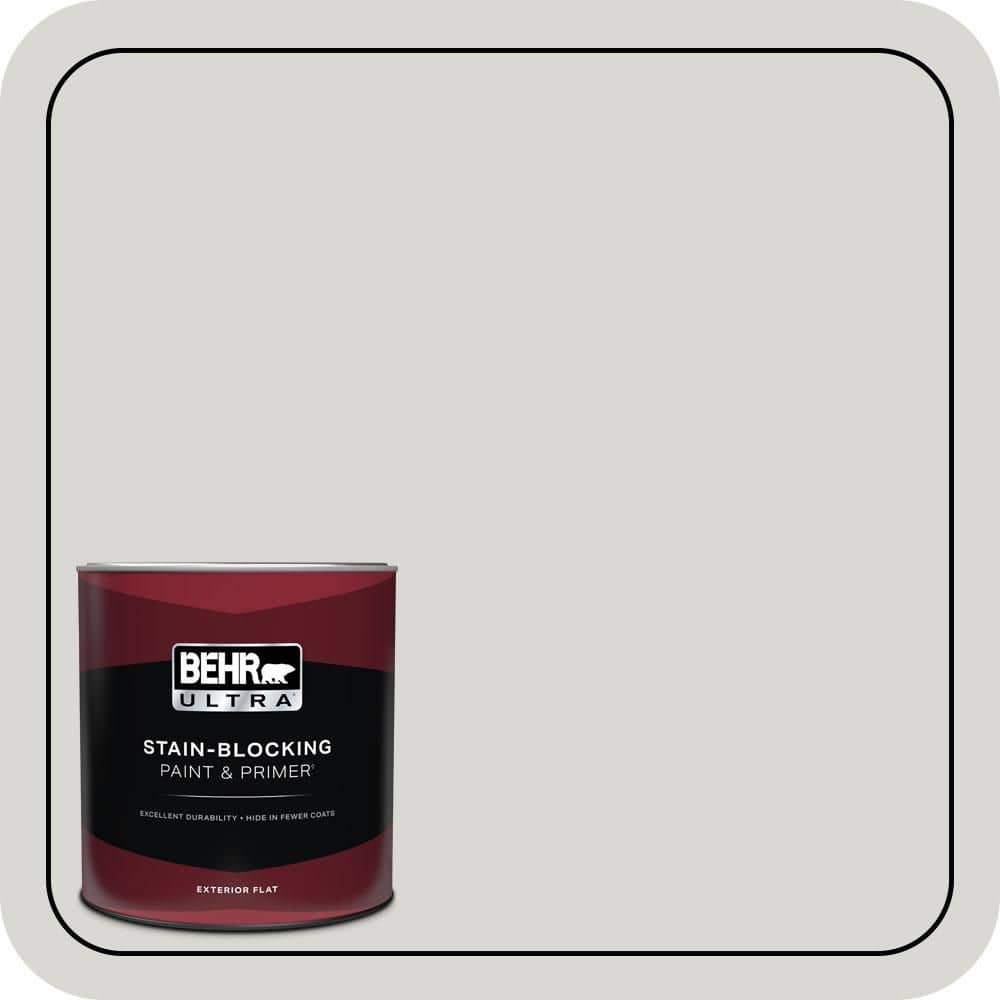 BEHR ULTRA 1 qt. #N360-1 Seagull Gray Flat Exterior Paint & Primer ...
